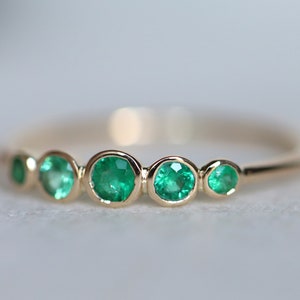 Emerald Ring, Stacking Ring, Emerald Stacking Ring, 5 Stone Ring ...