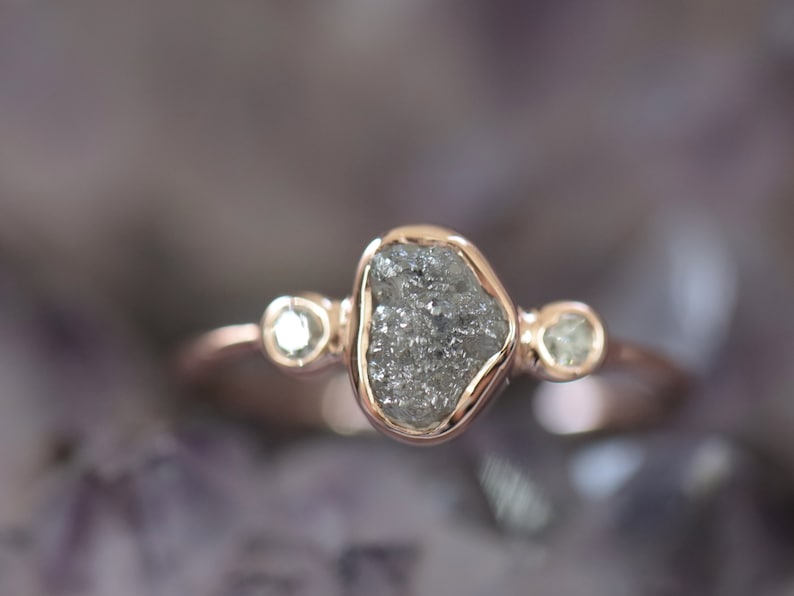 Raw Diamond Ring Rough Diamond Ring Diamond Ring Raw | Etsy