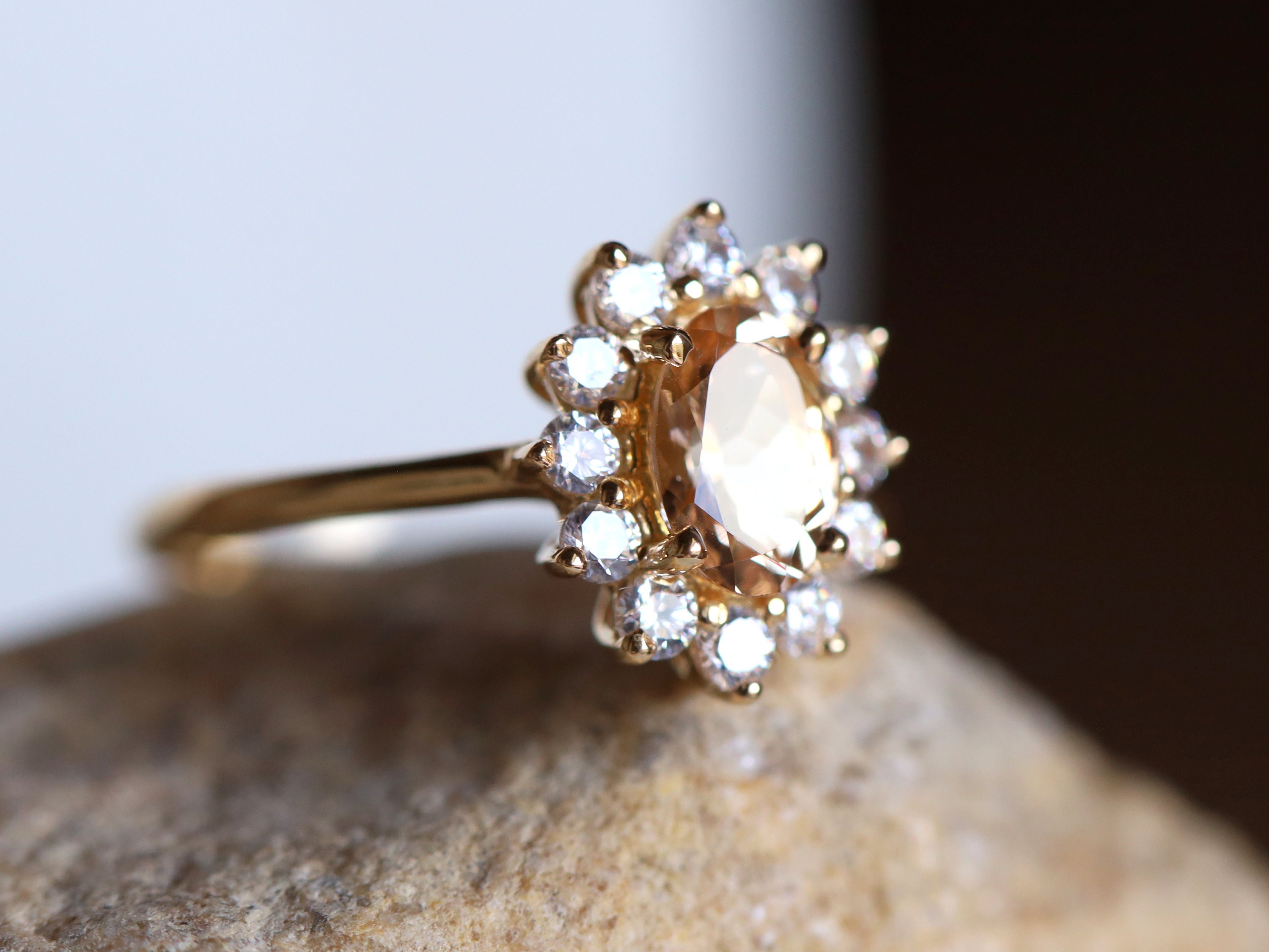 Morganite Halo engagement ring Art deco Engagement ring Oval | Etsy