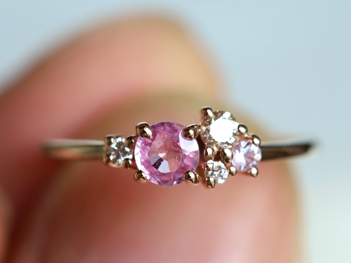 Cluster ring Sapphire cluster ring Cluster engagement ring | Etsy