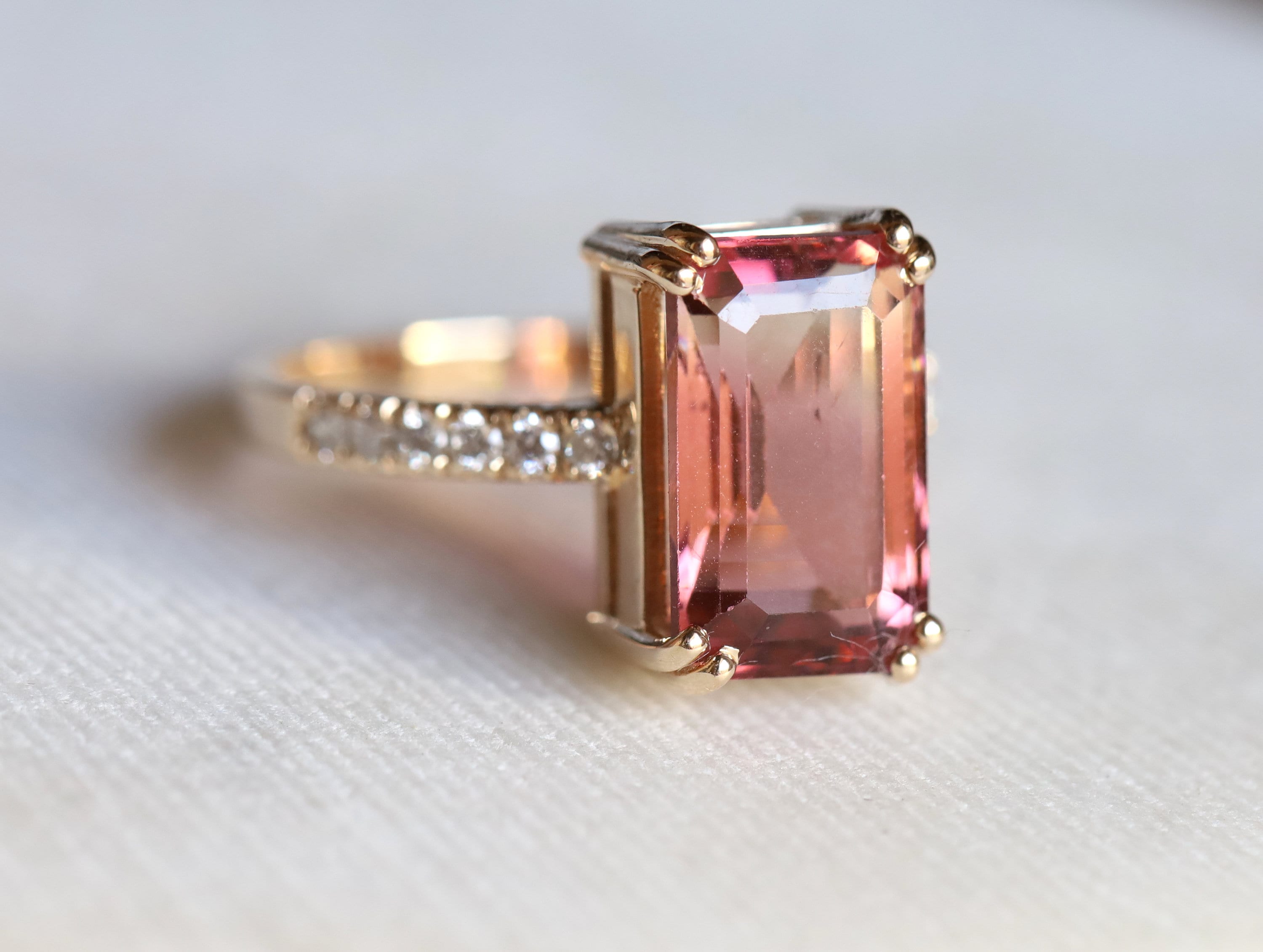Tourmaline Engagement Ring Watermelon Tourmaline Ring - Etsy