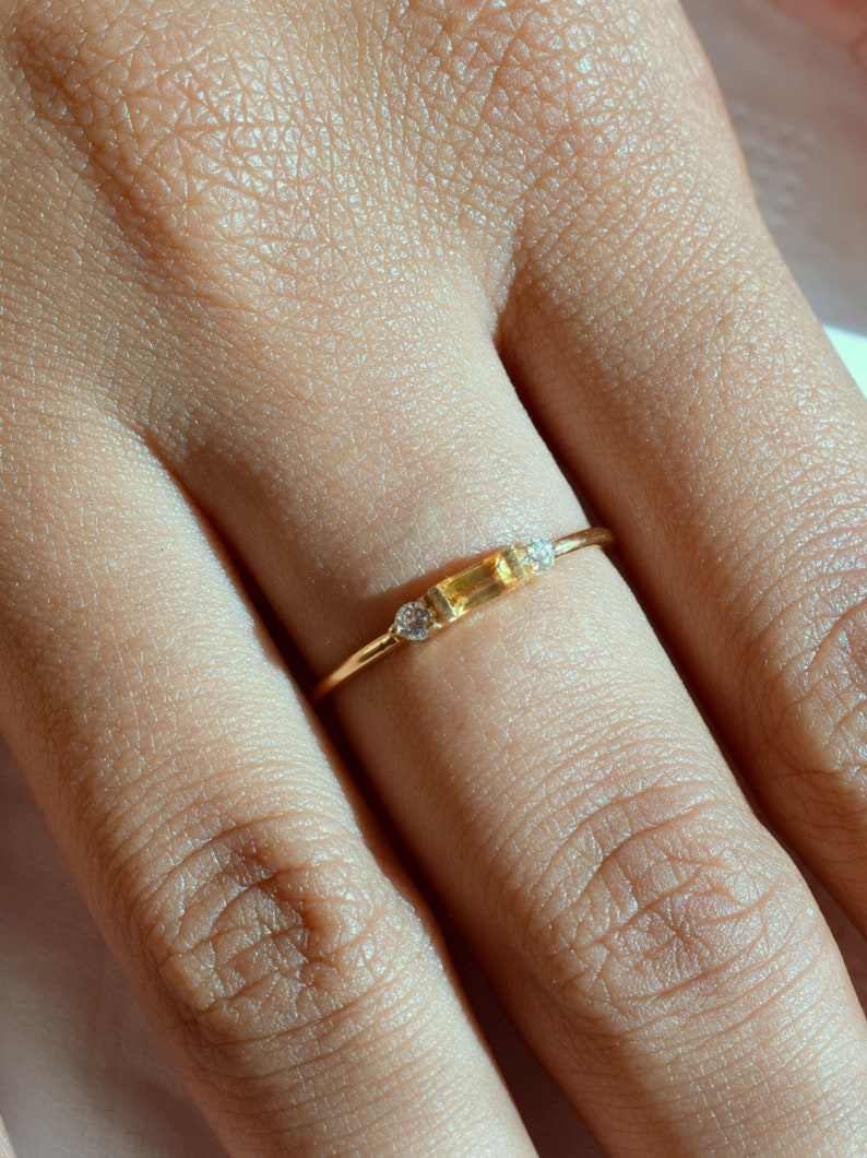 Yellow Sapphire Stacking Ring Sapphire Baguette Ring Gold - Etsy