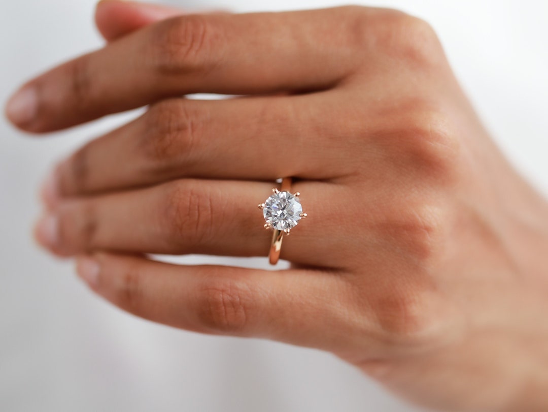 2 CT Lab Diamond Engagement Ring for Women, E-F/VS Lab Created Diamond ...