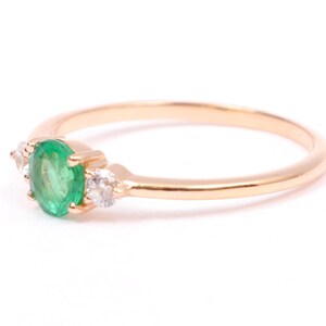 Emerald Ring, Engagement Ring, Emerald Stacking Ring, Diamond and ...