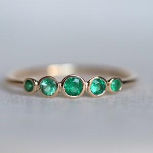 Emerald Ring, Stacking Ring, Emerald Stacking Ring, 5 Stone Ring ...