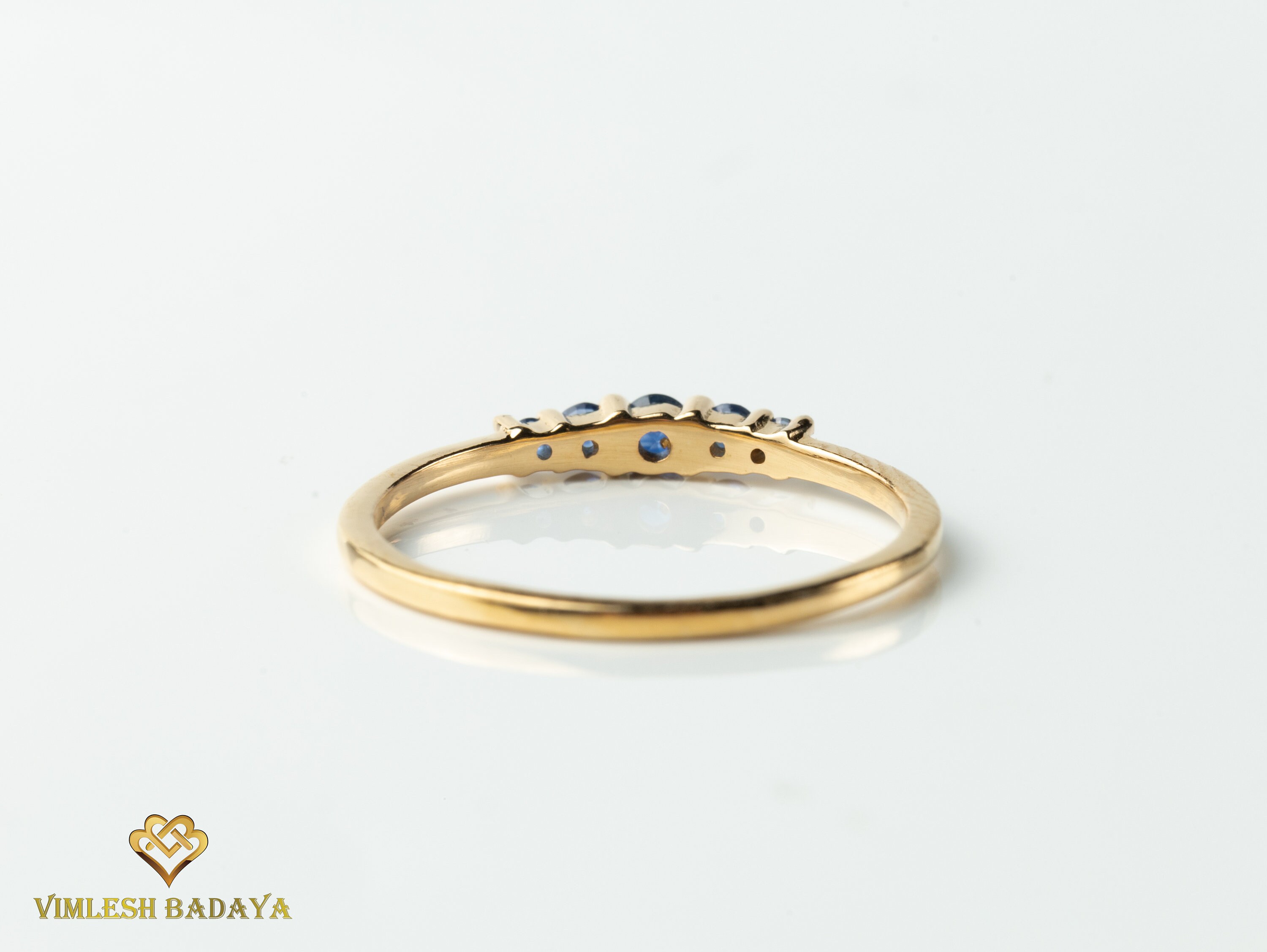 Blue Sapphire Stacking Ring 5 Stone Minimalist Stackable - Etsy