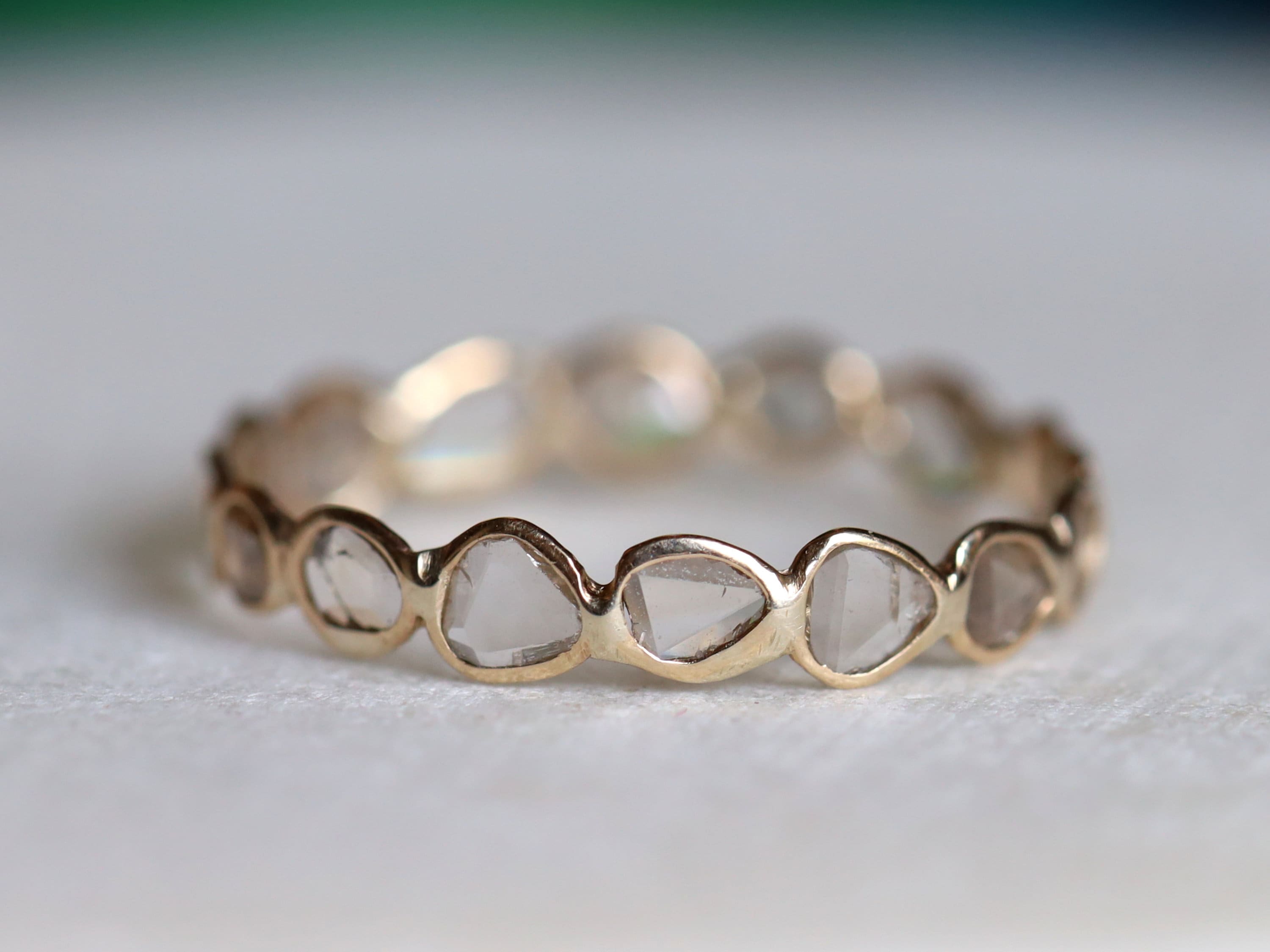 Diamond wedding band wedding ring Diamond polki ring Sliced | Etsy