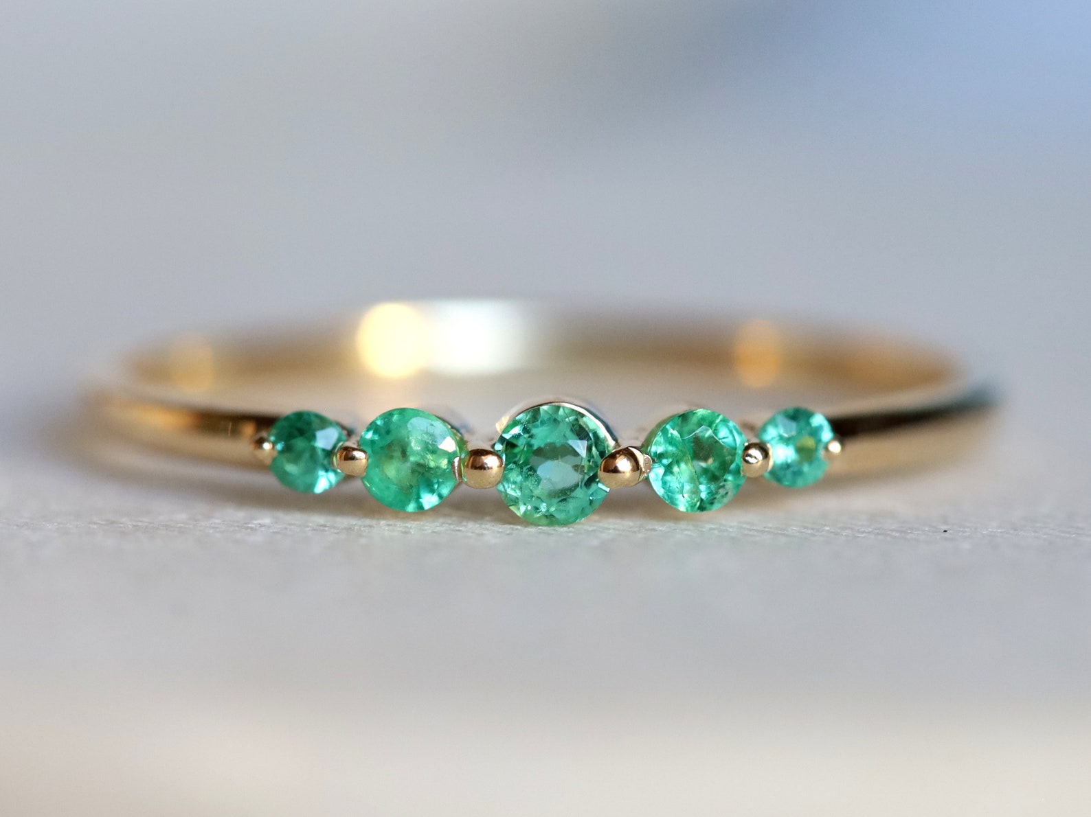Emerald Ring Stacking Ring Emerald Stacking Ring 5 Stone - Etsy