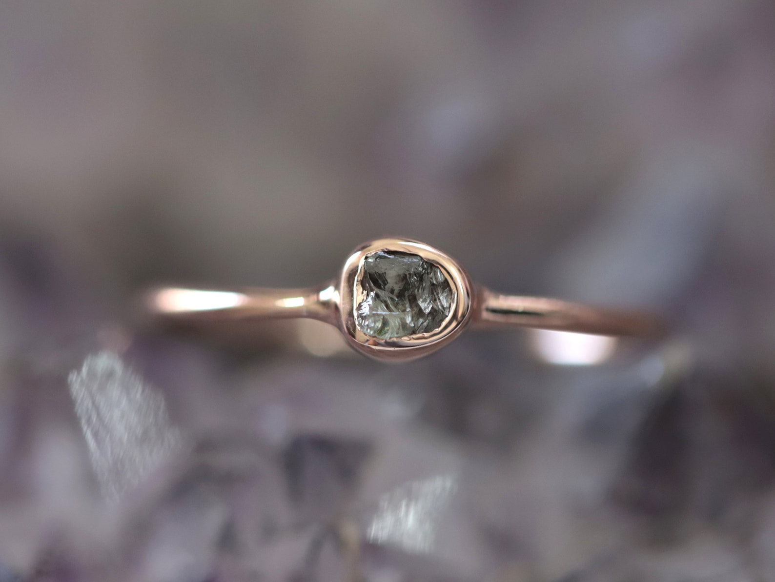 Raw Diamond Ring Natural Diamond Ring Rough Diamond Ring | Etsy