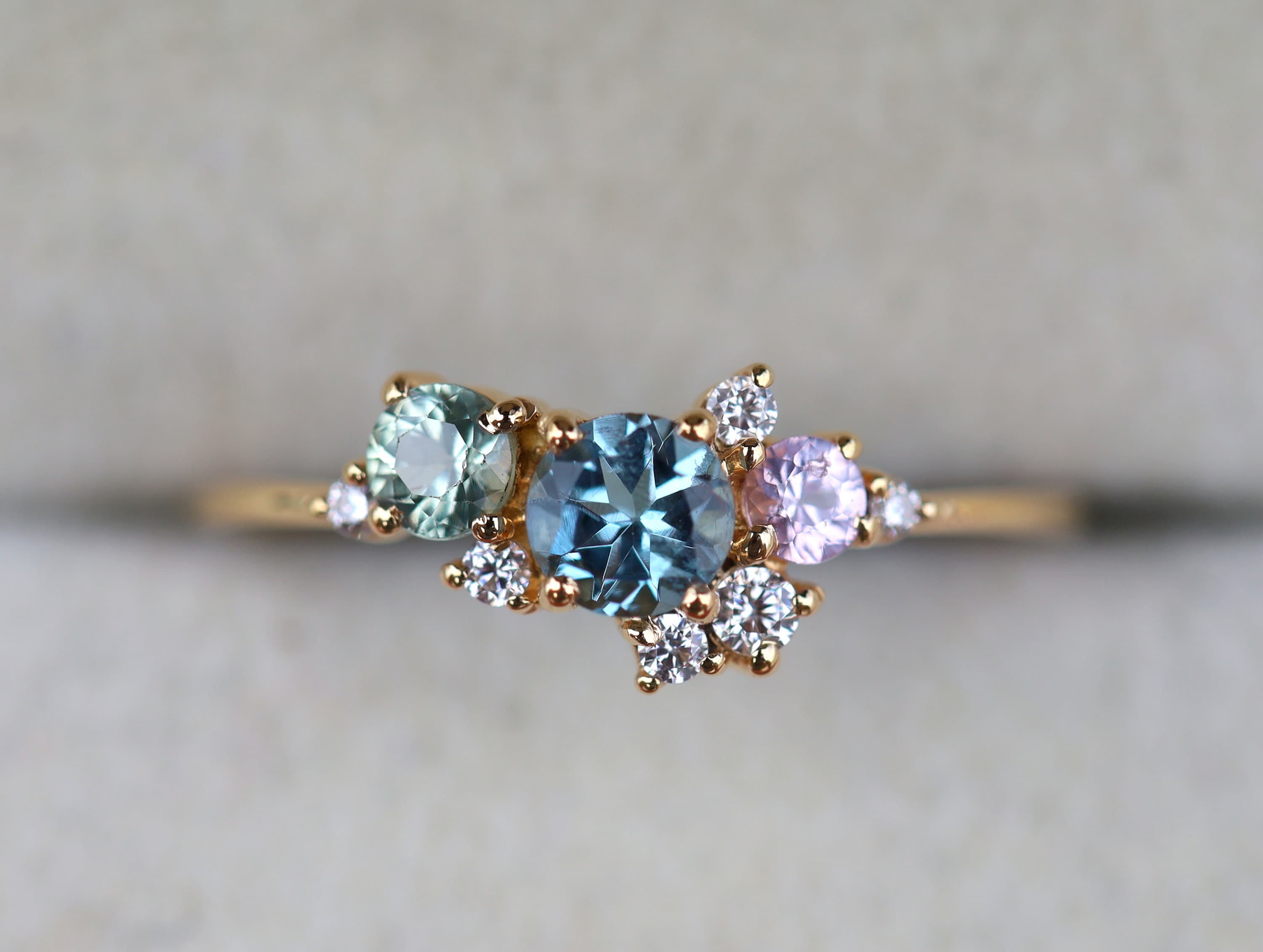 Cluster Ring Cluster Engagement Ring Aquamarine Ring - Etsy Canada