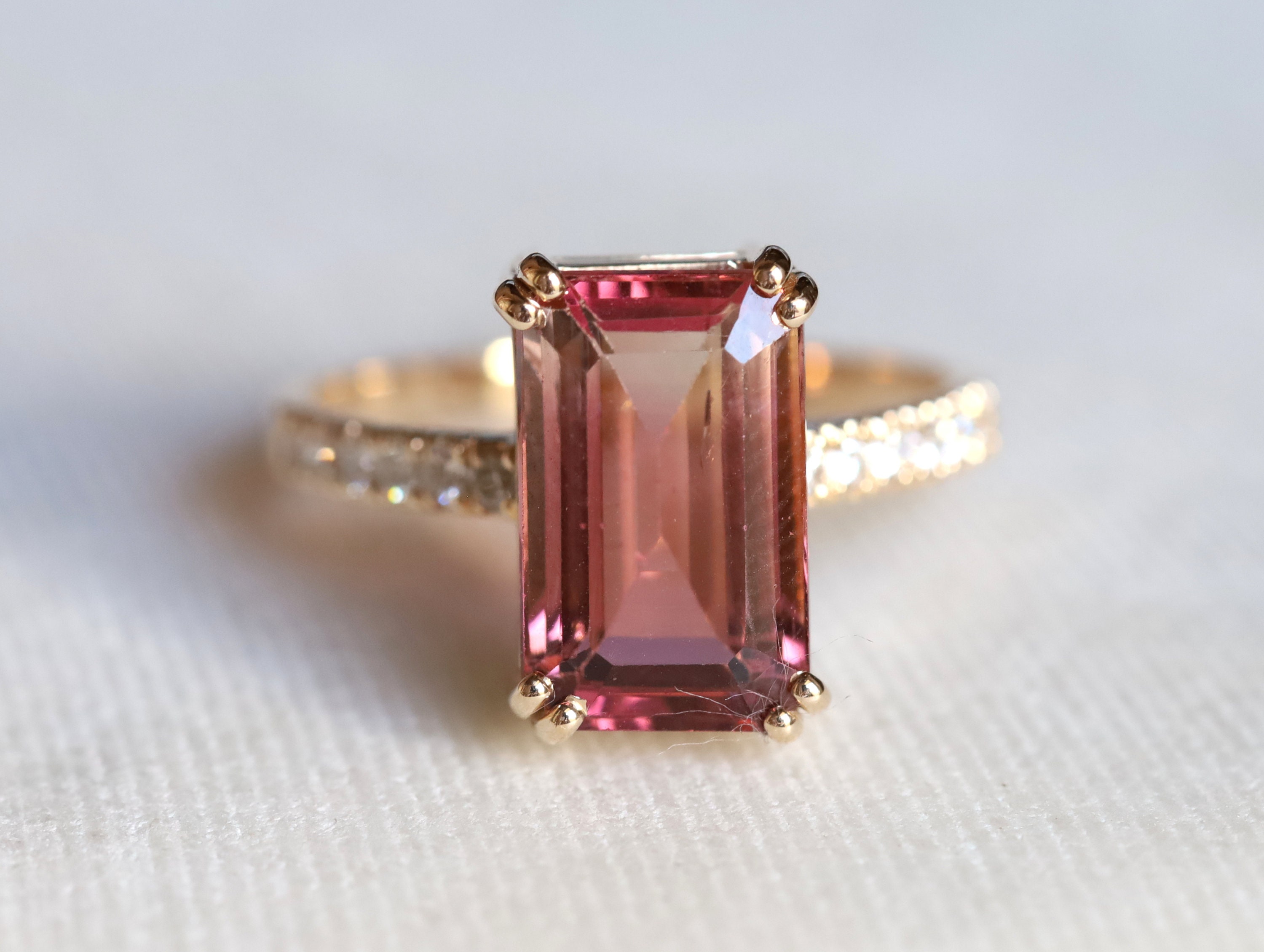 Tourmaline engagement ring Watermelon tourmaline ring | Etsy