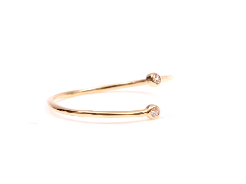 Adjustable Diamond Stacking Ring - Gold Diamond Stacking Ring - Dainty ...