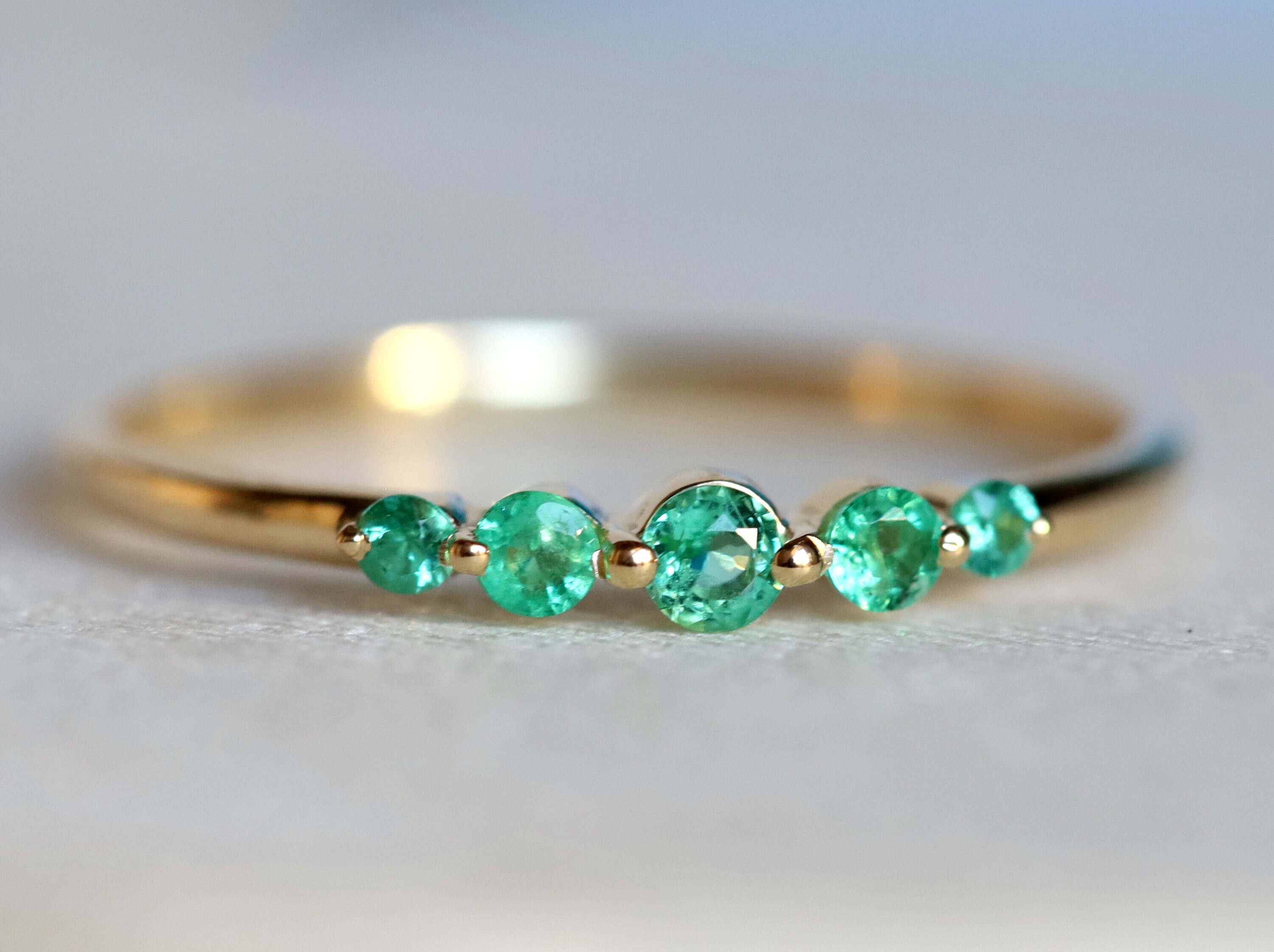 Emerald Ring Stacking Ring Emerald Stacking Ring 5 Stone - Etsy UK