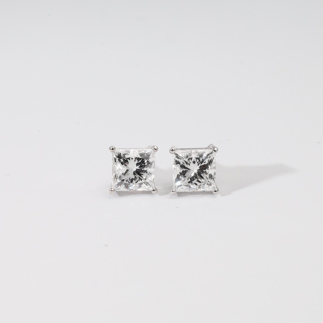 3 CT IGI Certified Lab Grown Diamond Engagement Stud Earrings, Princess ...