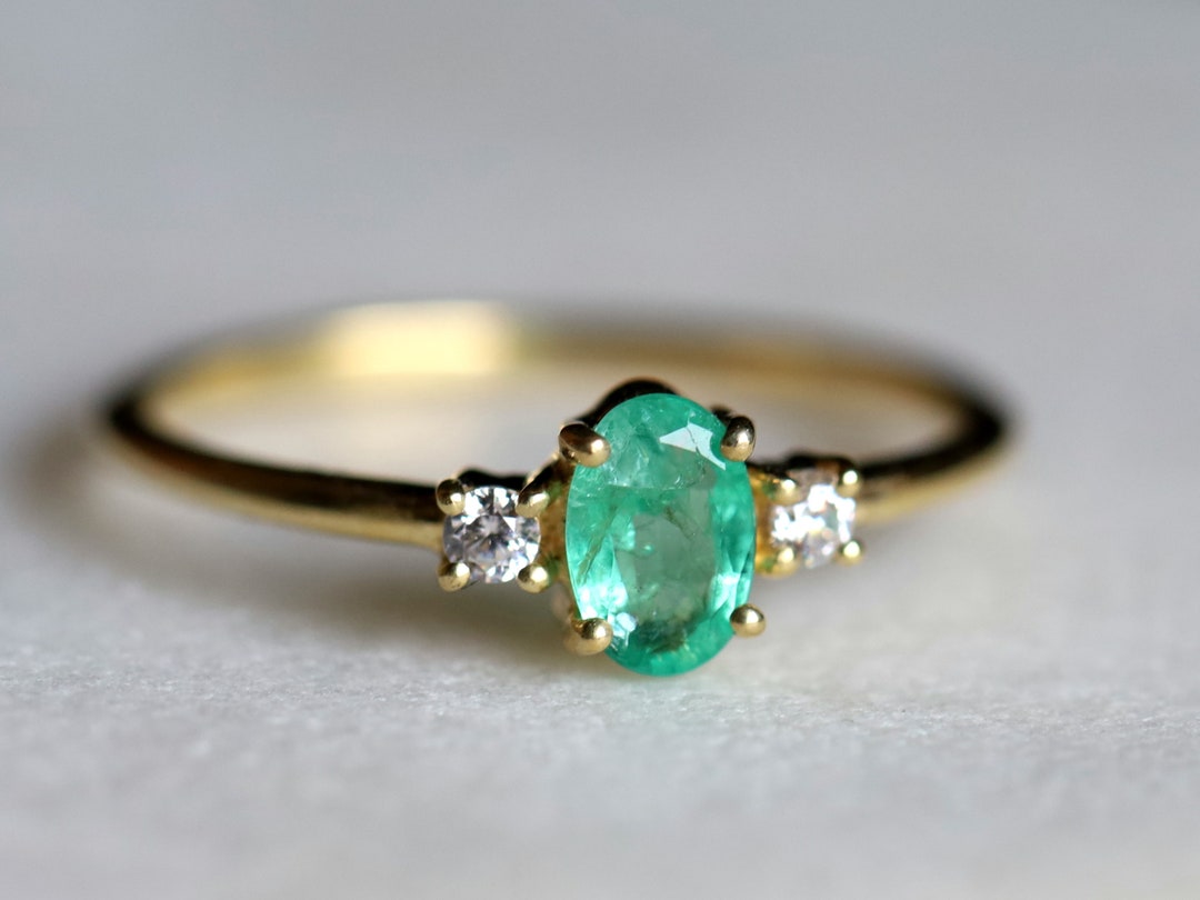 Emerald Stacking Ring - Emerald Engagement Ring - May Birthstone ...