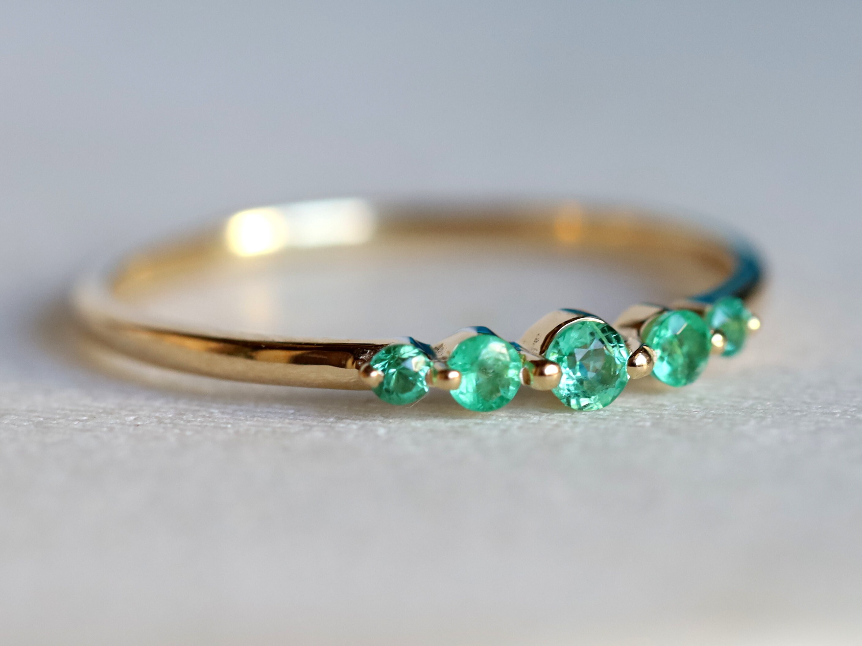 Emerald Ring Stacking Ring Emerald Stacking Ring 5 Stone - Etsy