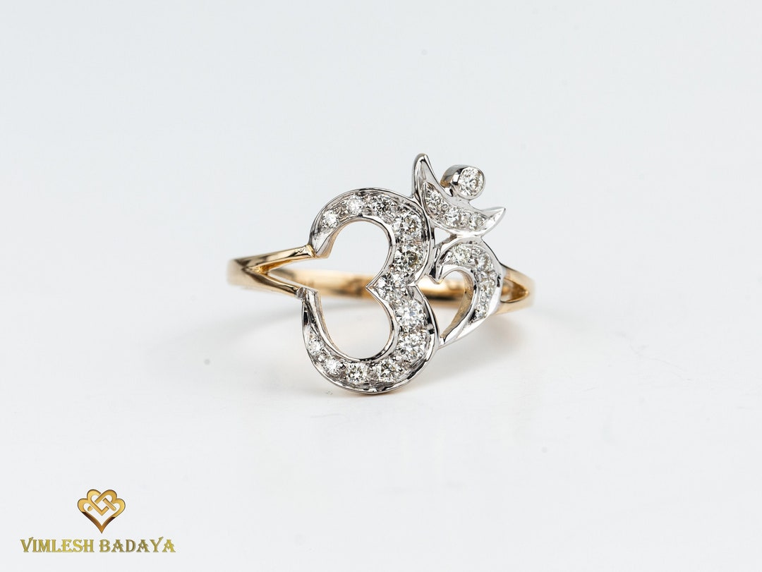 Solid Gold Diamond Om Ring , Gold Om Ring, Om Ring With Diamonds ...