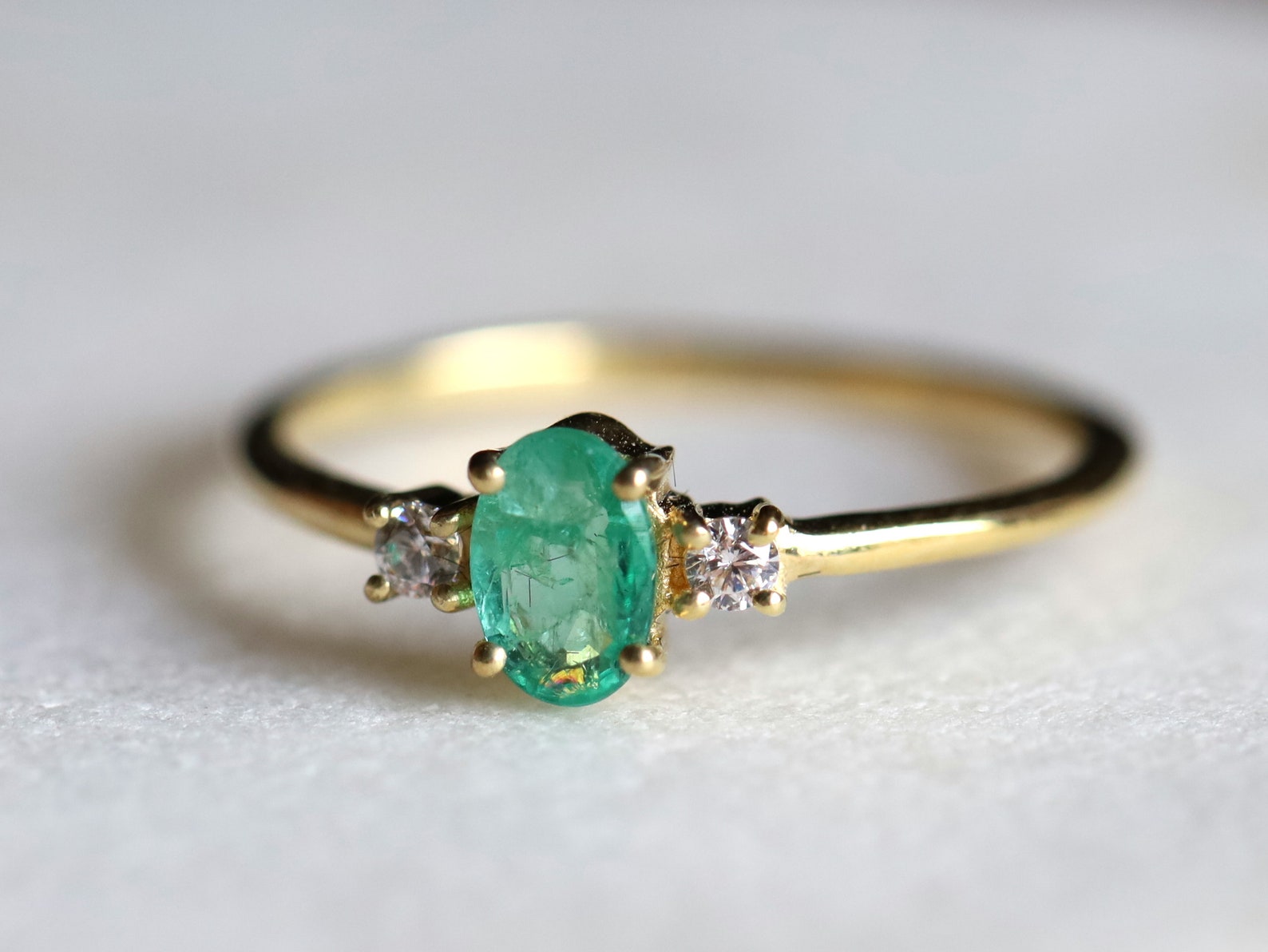 Emerald Stacking Ring Emerald Engagement Ring May Birthstone - Etsy