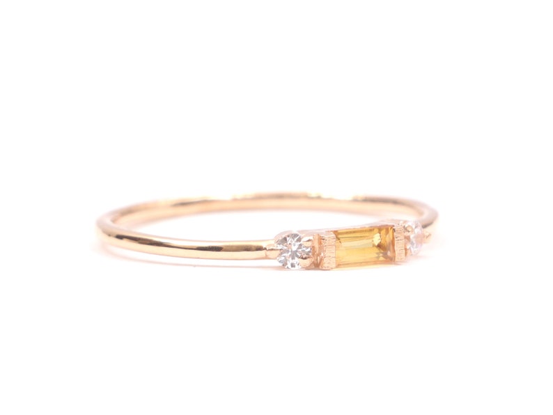 Yellow Sapphire Stacking Ring Sapphire Baguette Ring Gold - Etsy