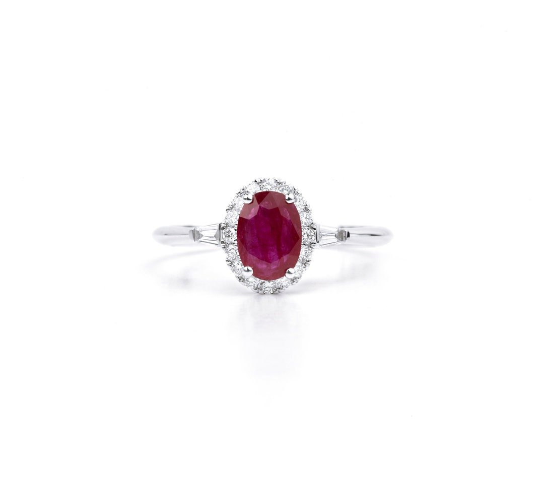 Oval Cut IGI Certified Ruby Engagement Ring | 0.75 CT Genuine Ruby ...