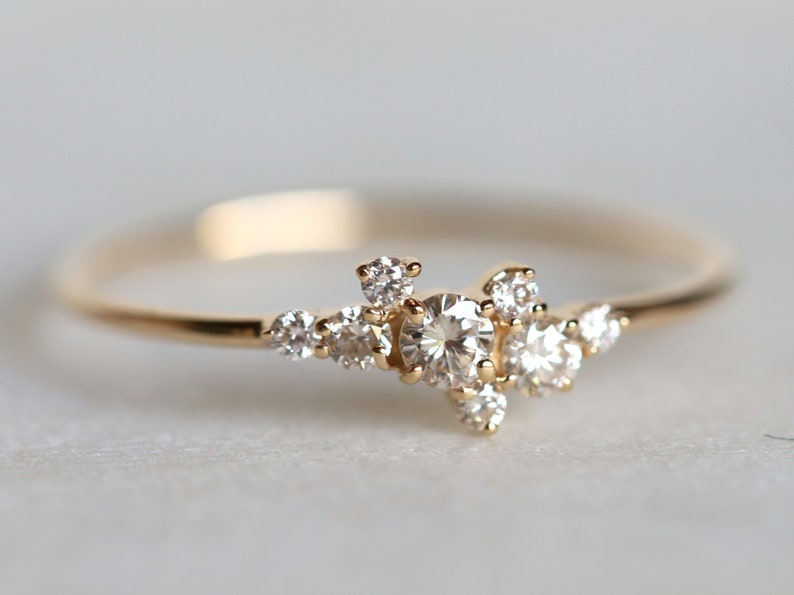 Diamond Cluster Ring, Cluster Ring, Cluster Engagement Ring, Cluster ...