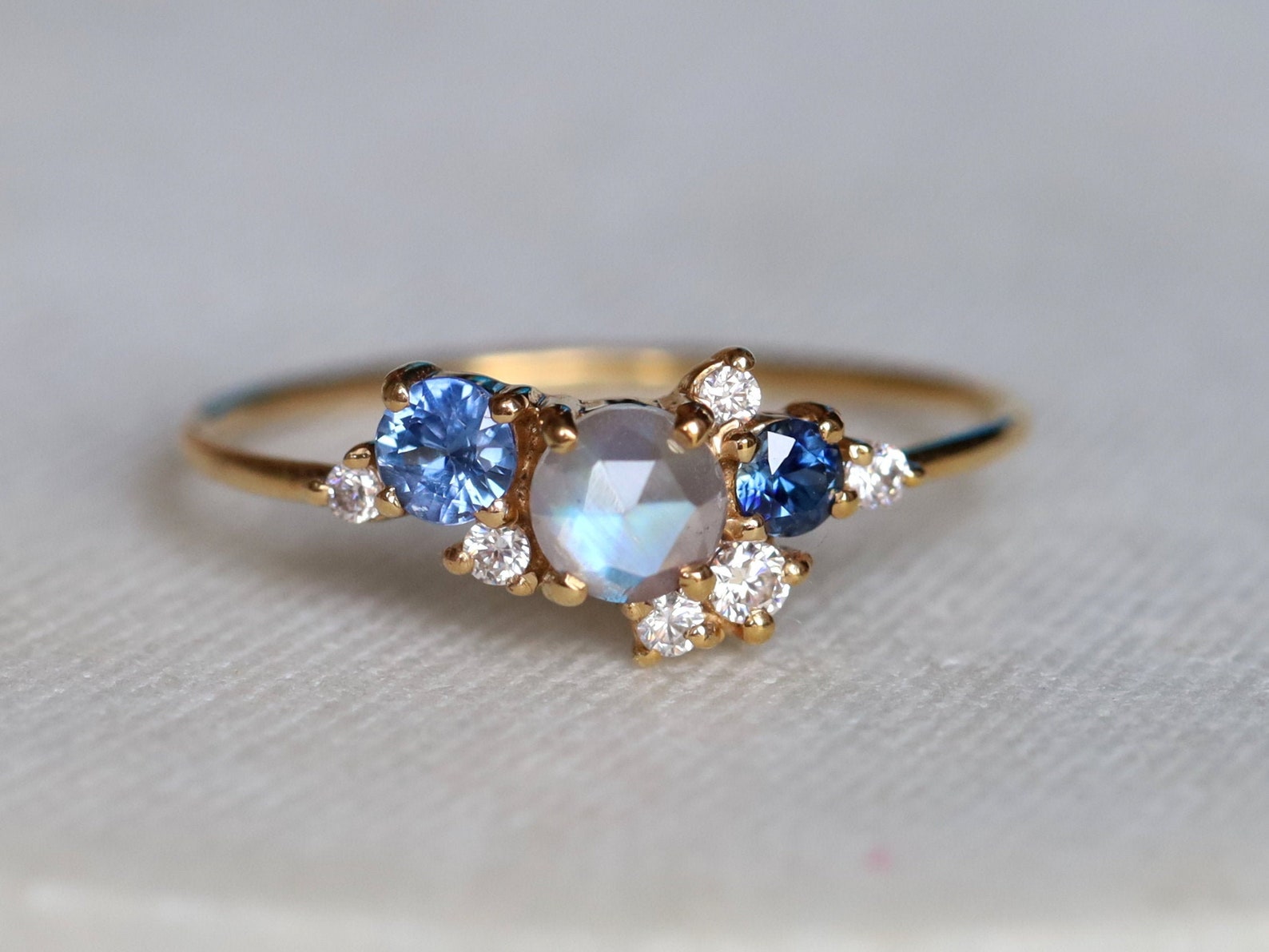 Moonstone engagement ring Rainbow moonstone ring moonstone | Etsy