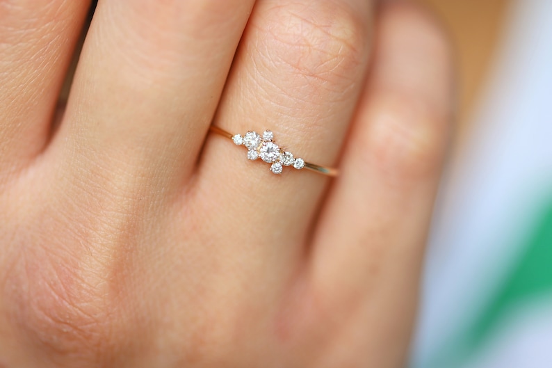 Diamond Cluster Ring, Cluster Ring, Cluster Engagement Ring, Cluster ...