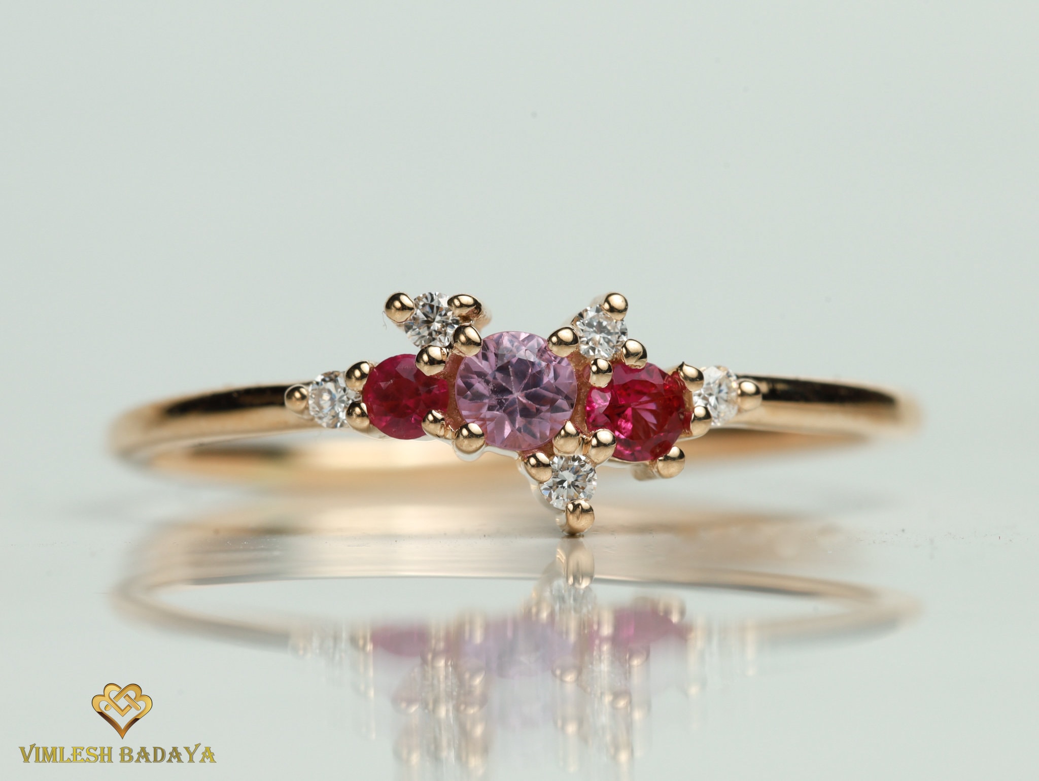 Pink Sapphire Ruby Engagement Ring Sapphire Engagement Ring - Etsy