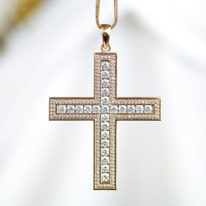 Lab Diamond Cross Pendant in Solid Gold Elegant Fine Jewelry Pendant ...