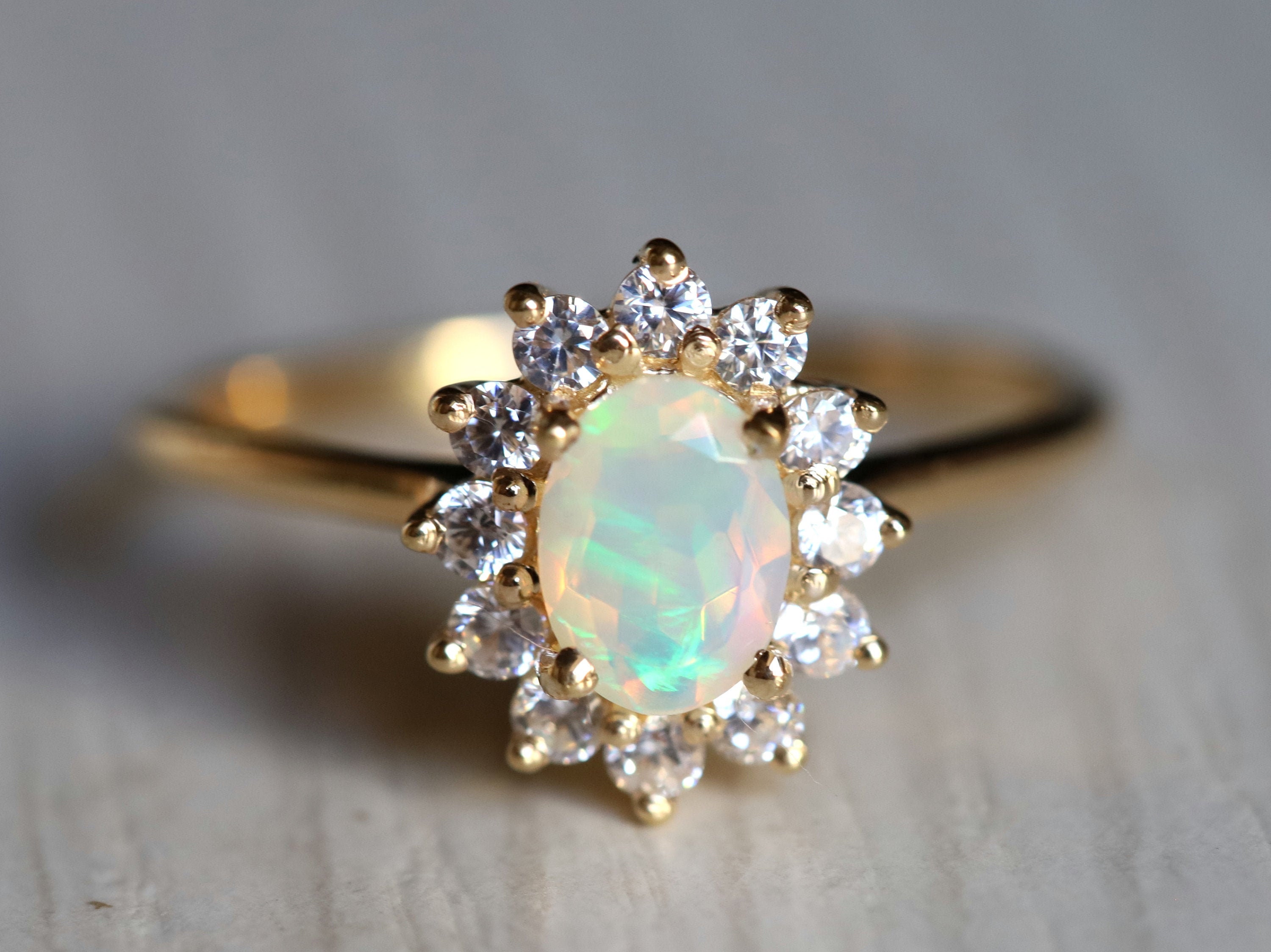 Fire Opal Ring Opal Engagement Ring Oval Cut Engagement - Etsy