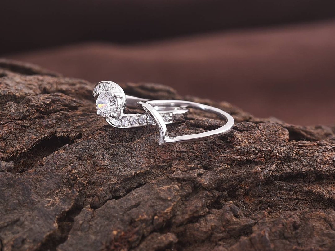 GI Certified Moissanite Wedding Ring Set, Matching Engagement Ring Set ...