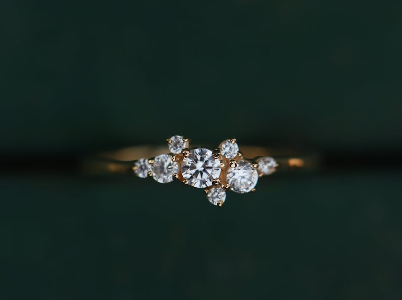 Diamond Cluster Ring, Cluster Ring, Cluster Engagement Ring, Cluster ...