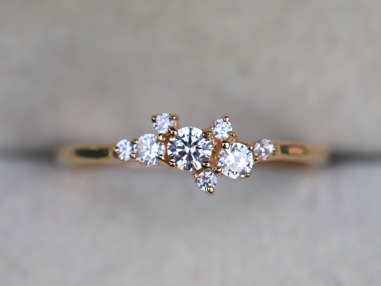 Diamond Cluster Ring, Cluster Ring, Cluster Engagement Ring, Cluster ...