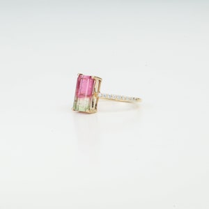 Watermelon Tourmaline Engagement Ring | 14k Solid Gold Bicolor Promise ...