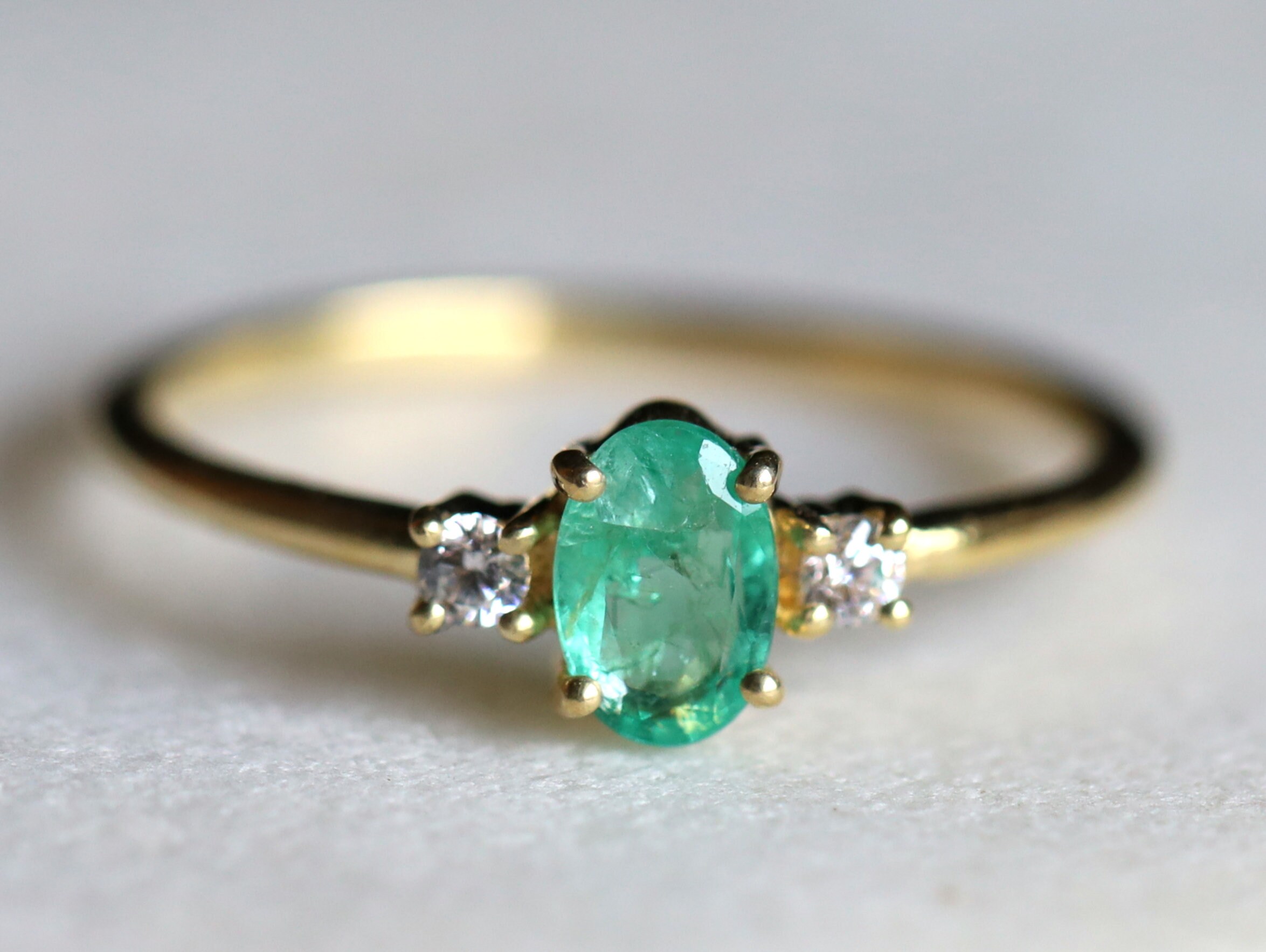 Emerald Stacking Ring Emerald Engagement Ring May Birthstone - Etsy