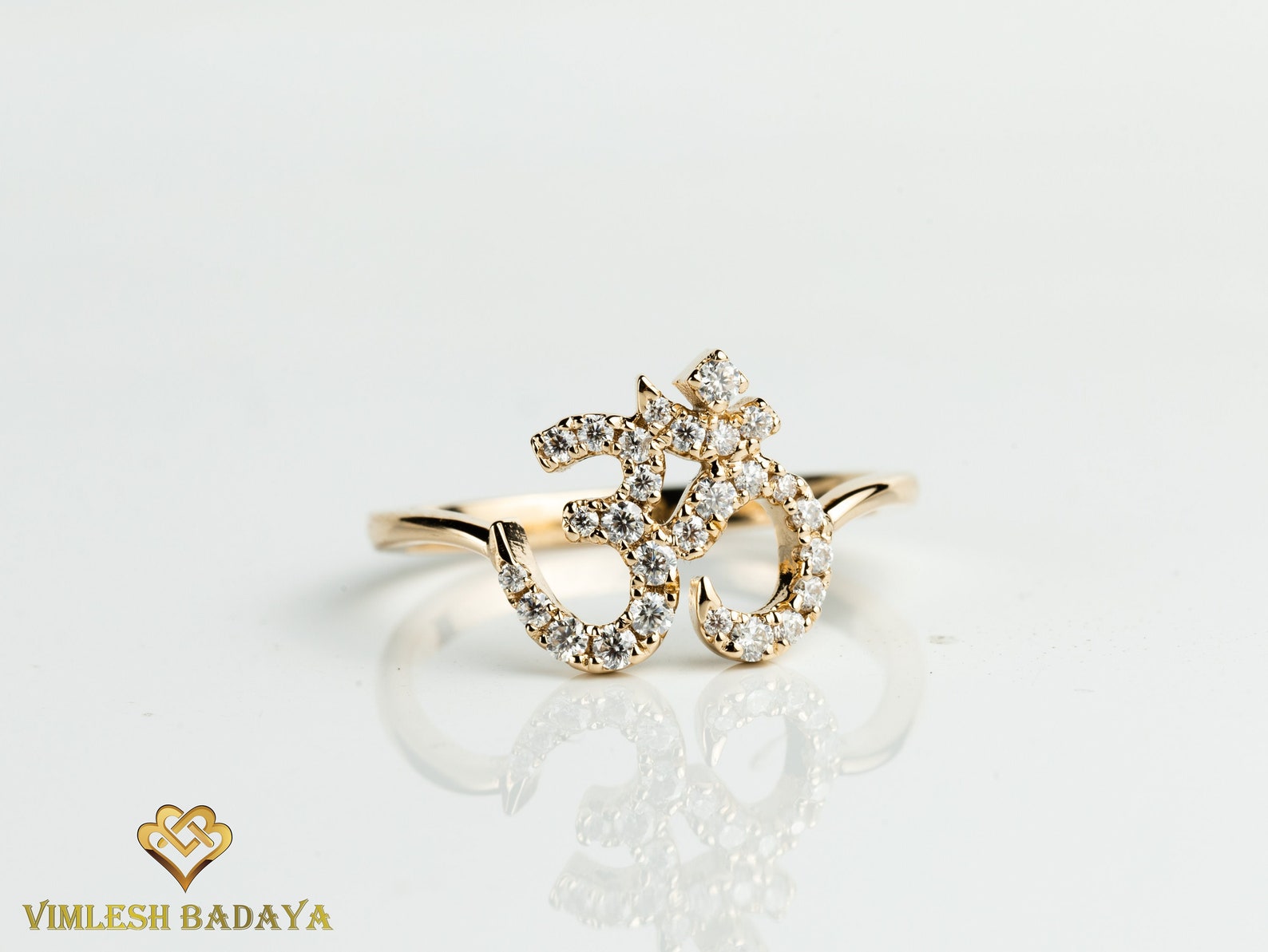 Solid Gold Diamond Om Ring Gold Om Ring Om Ring With - Etsy