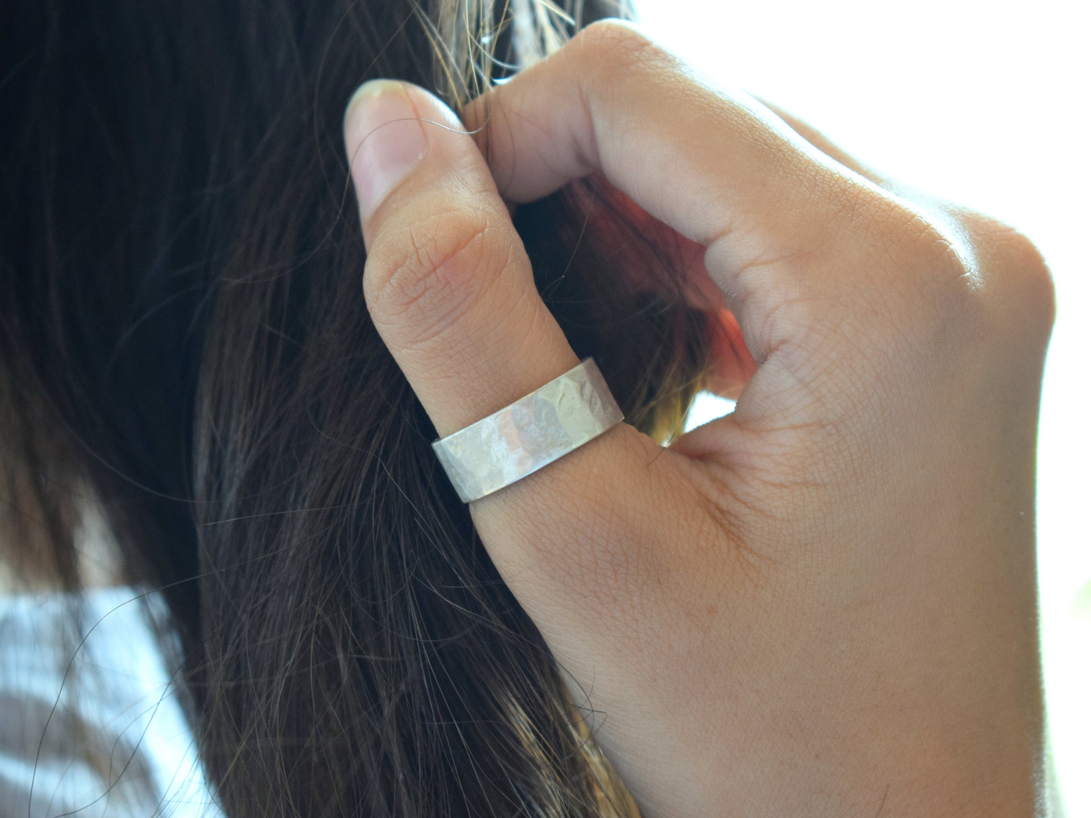 Sterling Silver Hammered Ring Silver Wedding Ring Ring for | Etsy
