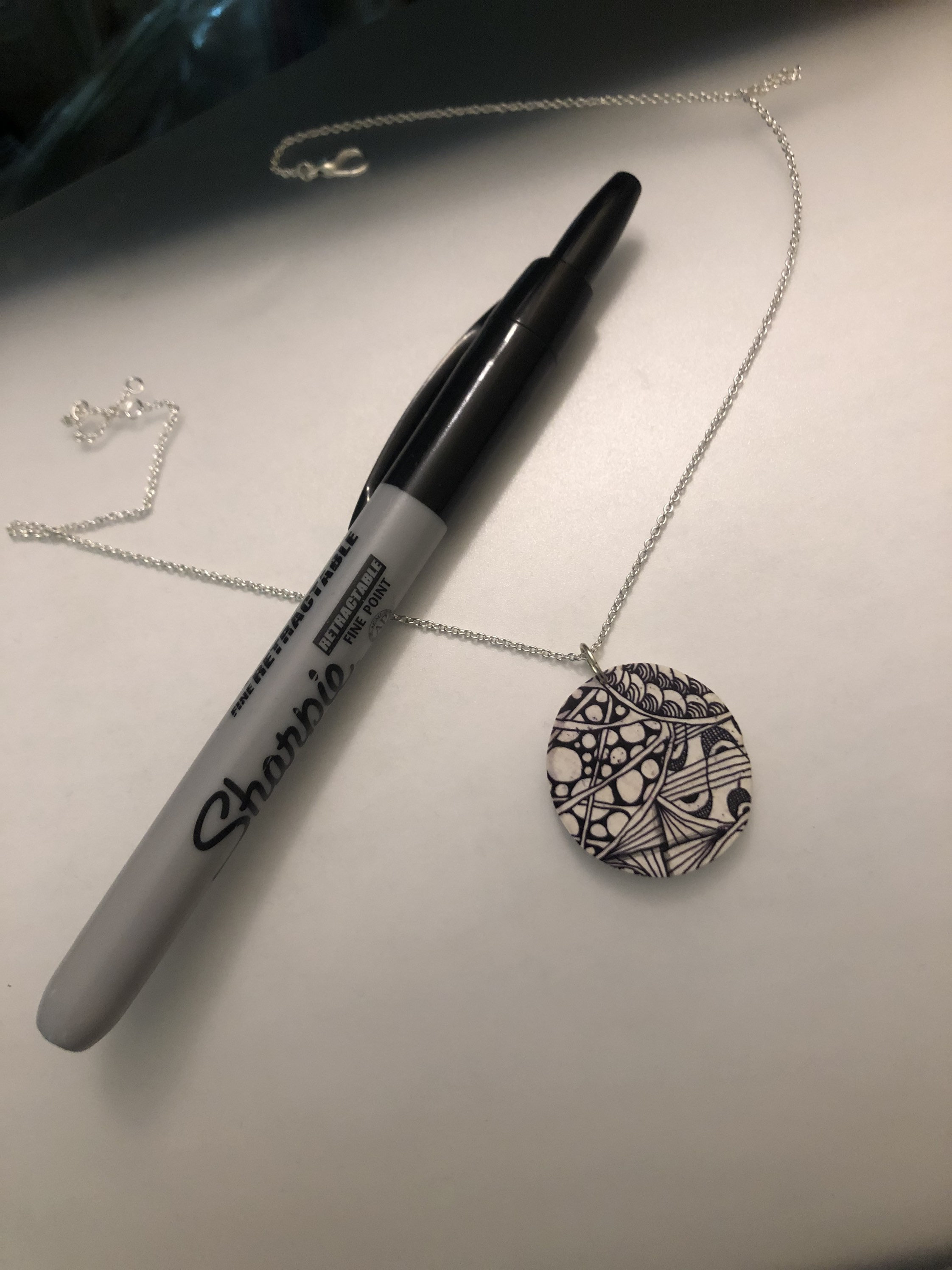 Zentangle Inspired Art Necklace Pendant Optional Chain - Etsy