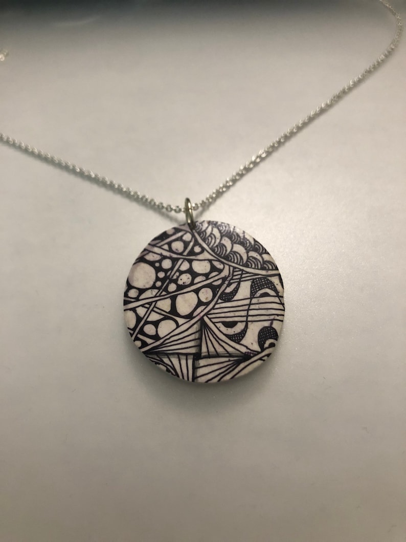 Zentangle Inspired Art Necklace Pendant Optional Chain - Etsy
