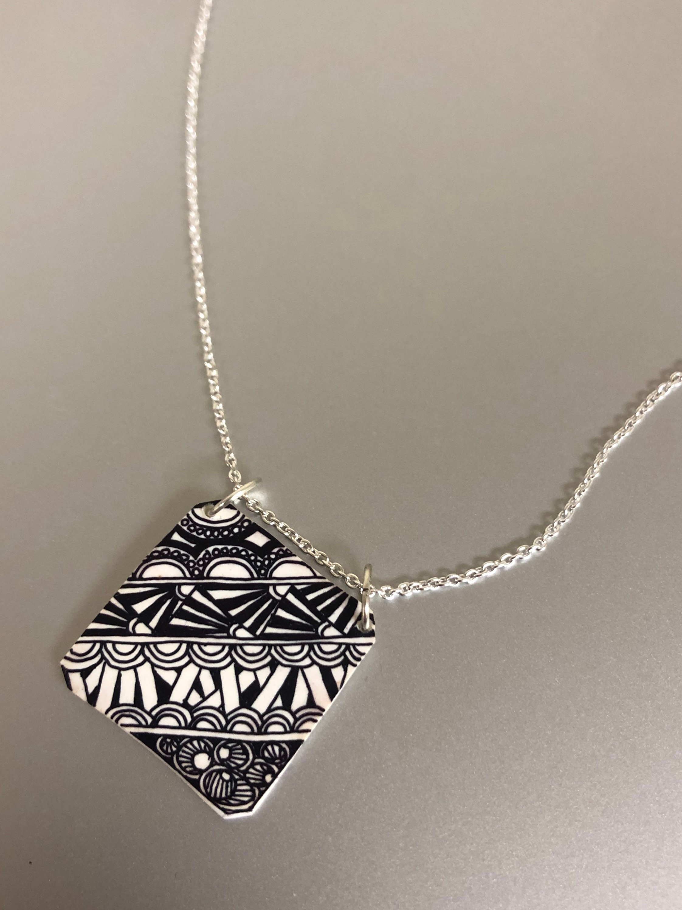 Zentangle Inspired Art Necklace Pendant Optional Chain - Etsy