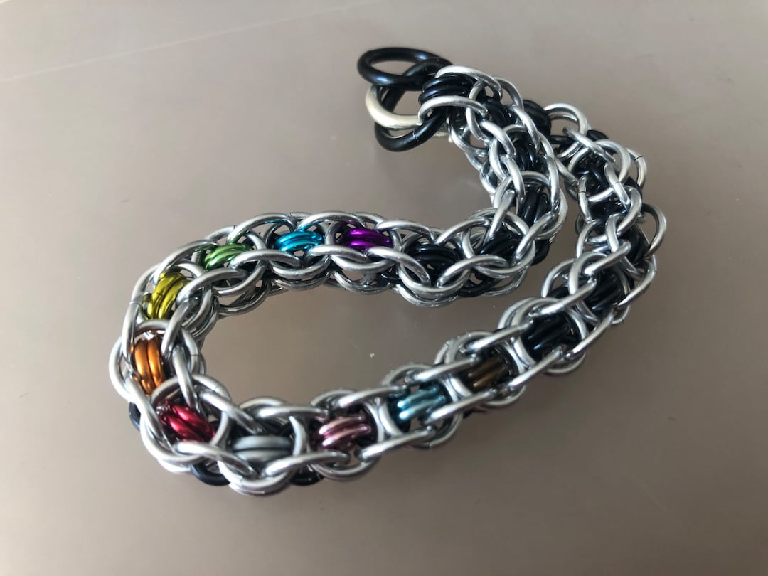 Pride Bracelet Chainmail Bike Chain Pattern Inclusive Colors - Etsy