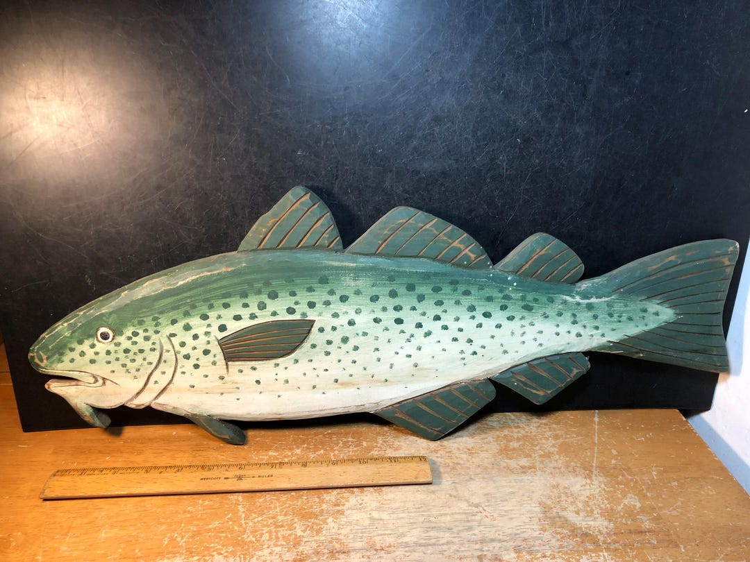 Vintage Folk Art Hand Carved Cod Fish Wall Hanging by Gary Borgnis ...