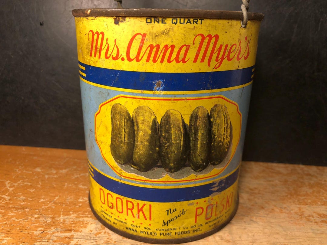 Vintage Tin Can Pickles Mrs. Anna Myer's Canco American Can Company - Etsy