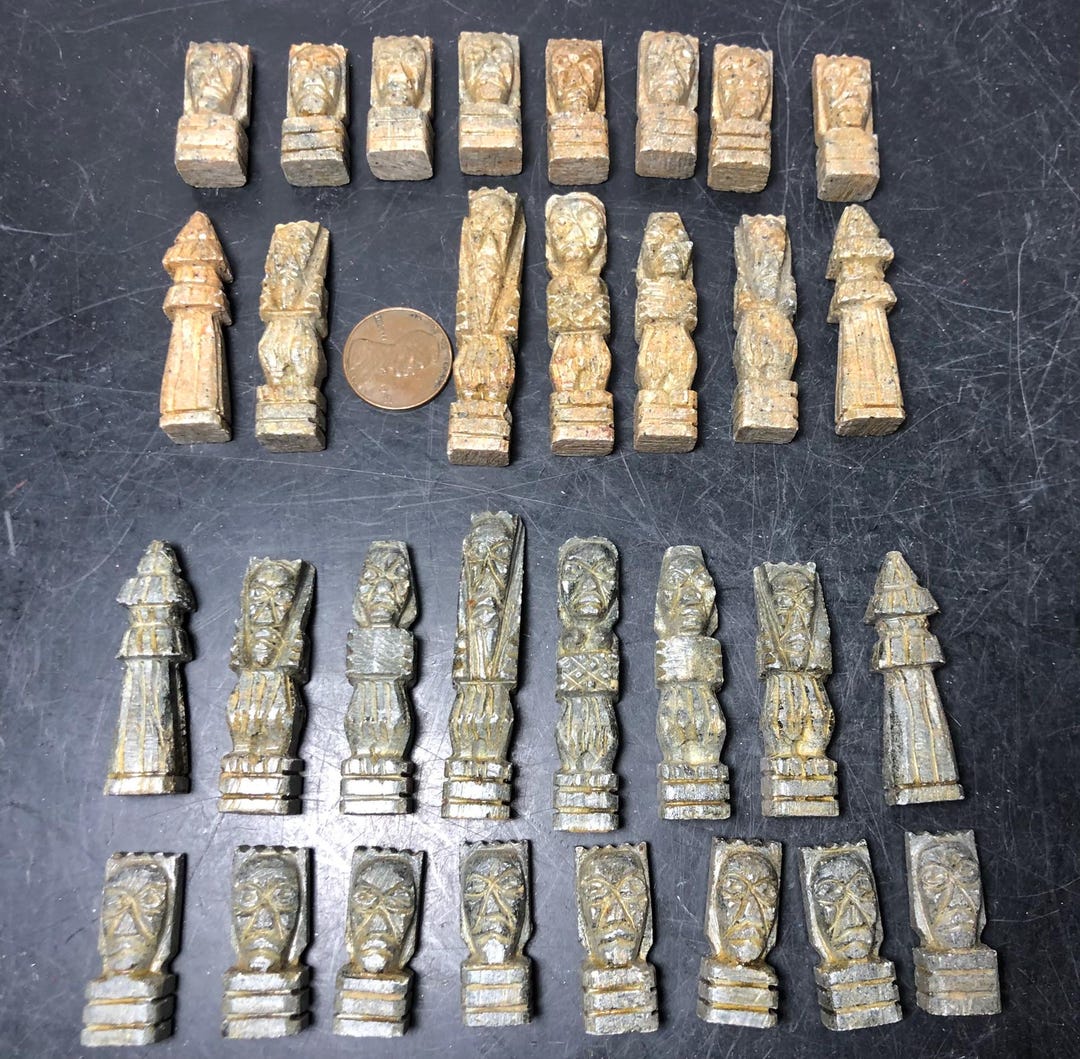 Vintage Hand Carved Miniature African Tribal Soap Stone Chess Pieces - Etsy