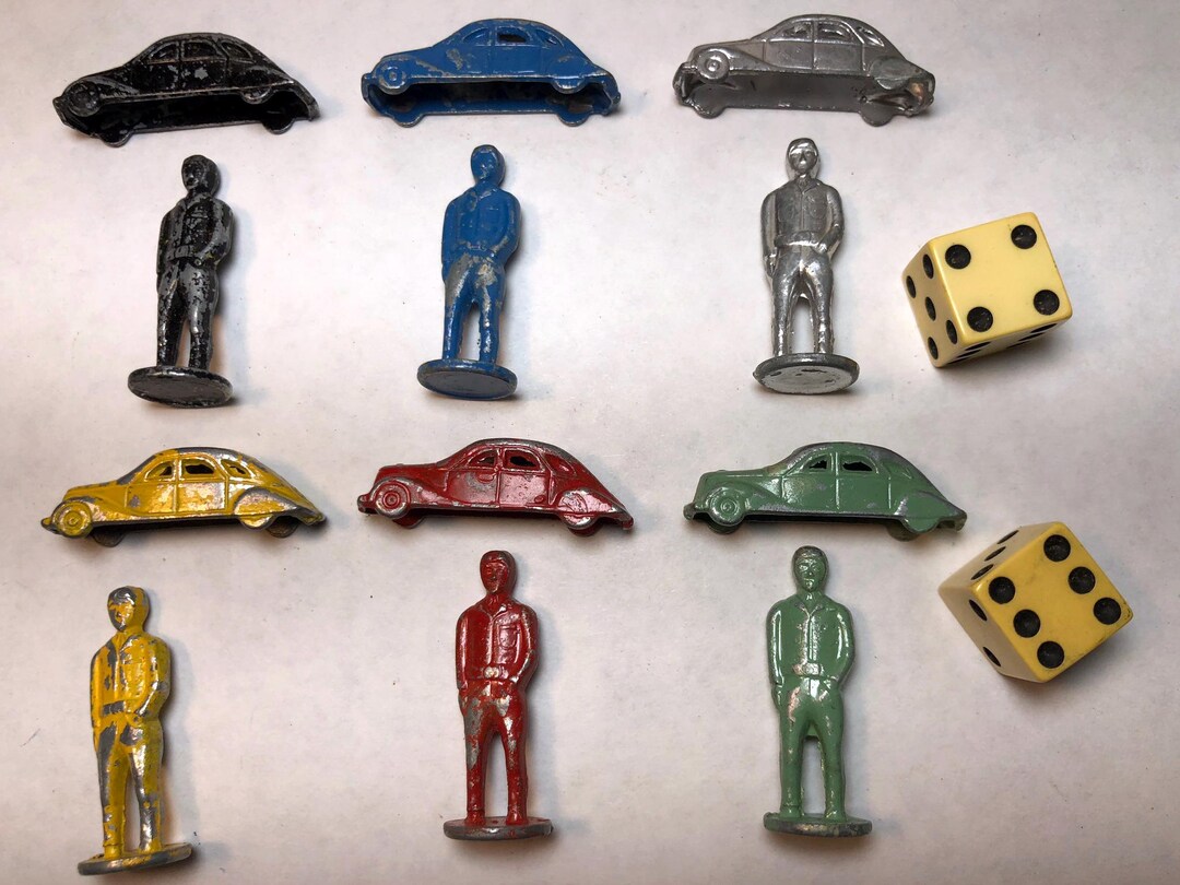 Antique Rare Cast Metal Cars and Men Toy Game Pieces Tokens & Dice - Etsy