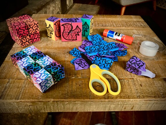 Printable Paper Infinity Cube Fidget Primary Color Squirrel | Etsy