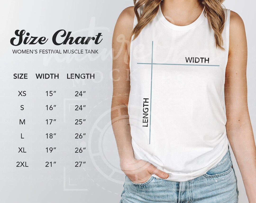 Next Level 5013 Size Chart Mockup, Women's Festival Muscle Tank Sizing ...