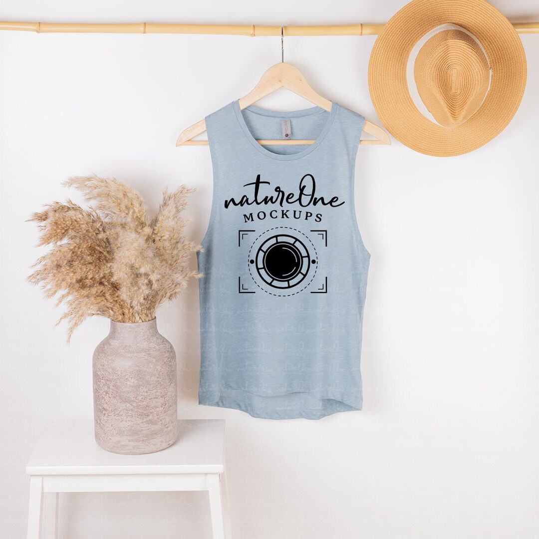 Next Level 5013 Stonewash Denim Muscle Tank Mockup, Hanging Tank Mockup ...