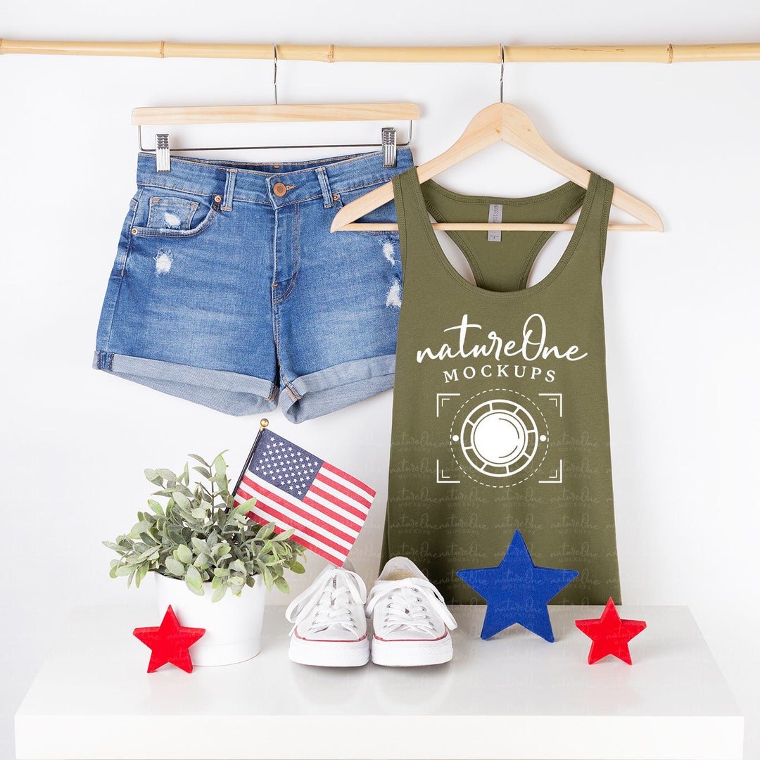 1533 Military Green 4th of July Mockup Next Level Tank Top, Patriotic ...