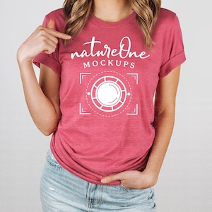 3001 Heather Raspberry Model Mockup Bella Canvas Mockup, Unisex Heather ...